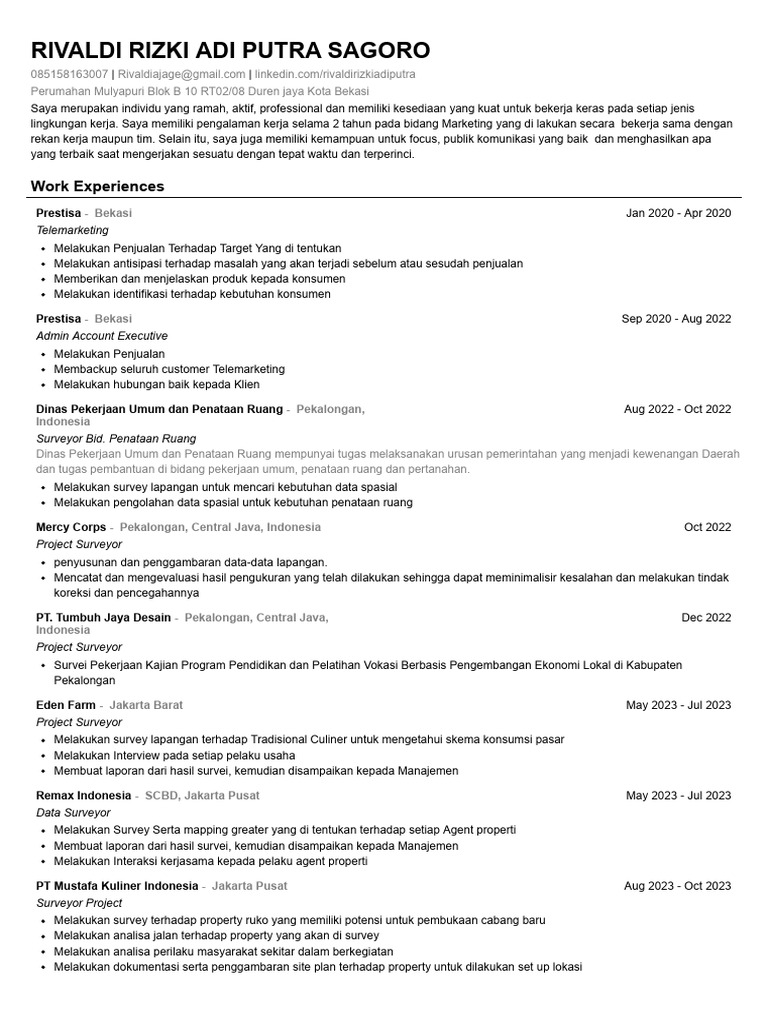 Rivaldi Rizki Adi Putra Sagoro-Resume | PDF