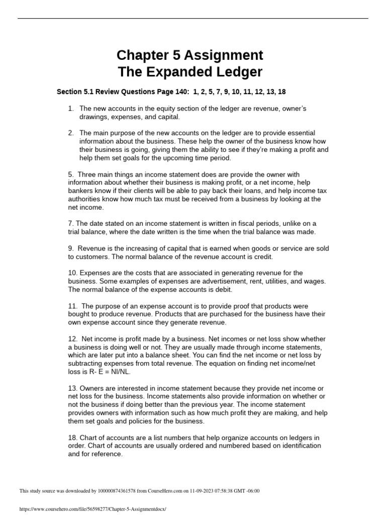 Chapter 5 Assignment | PDF