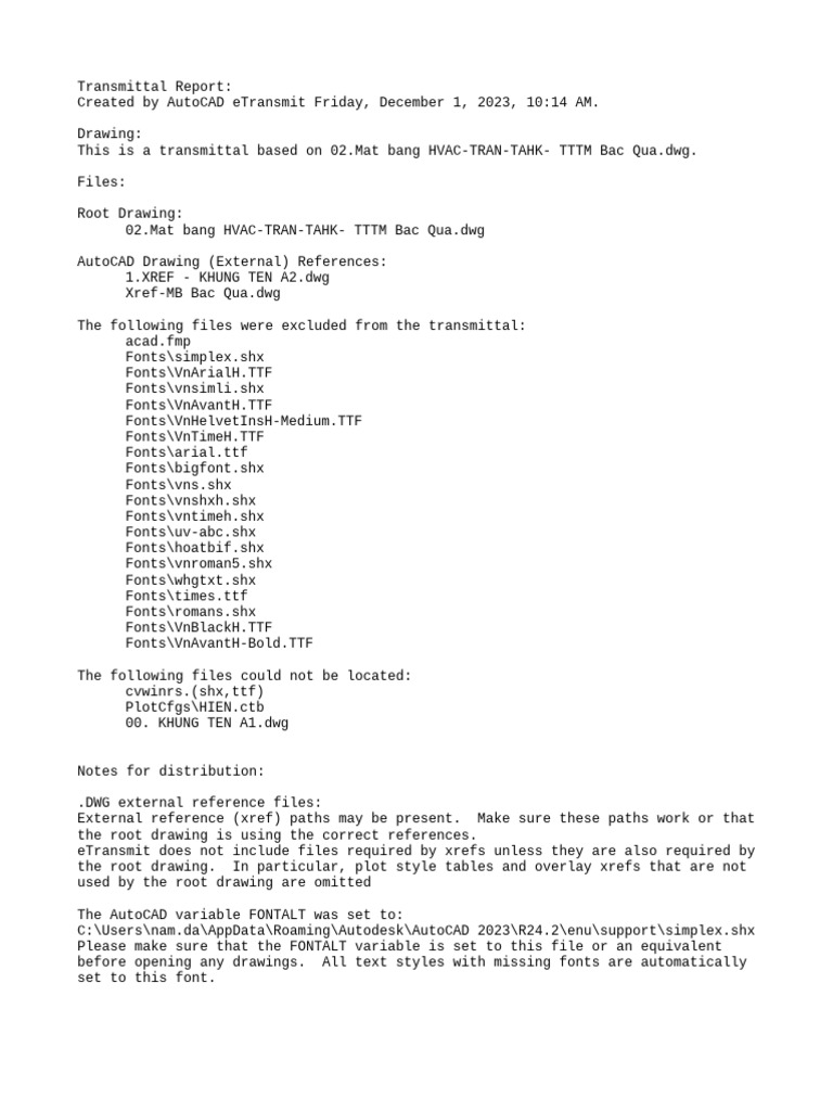 02.mat Bang HVAC-TRAN-TAHK - TTTM Bac Qua | PDF