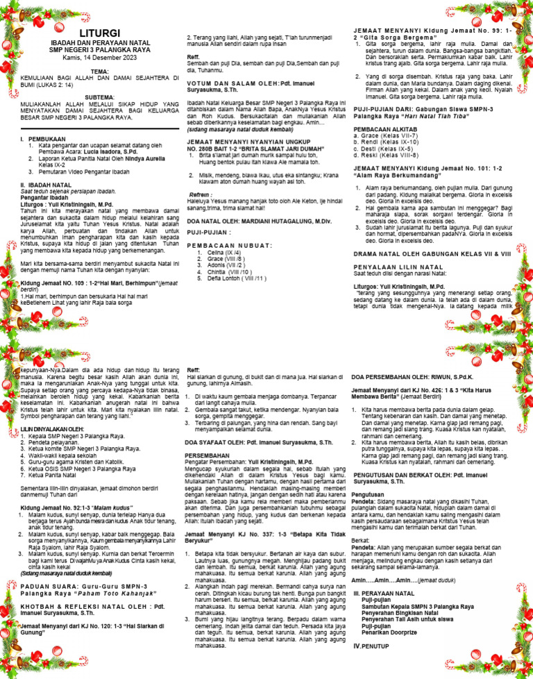 Liturgi Natal SMPN 3 Palangka Raya | PDF