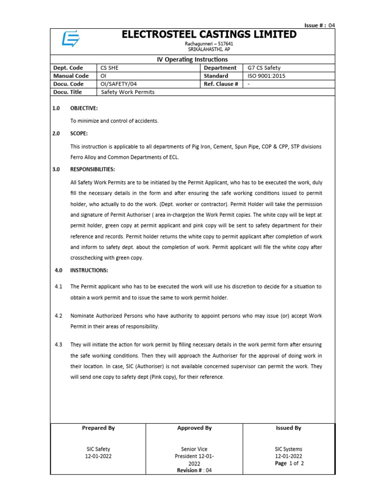 Work Permit SOP | PDF