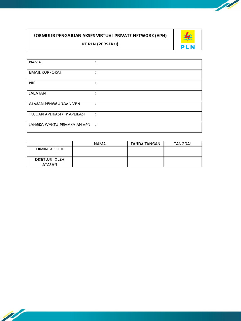 Formulir Pengajuan Akses VPN | PDF