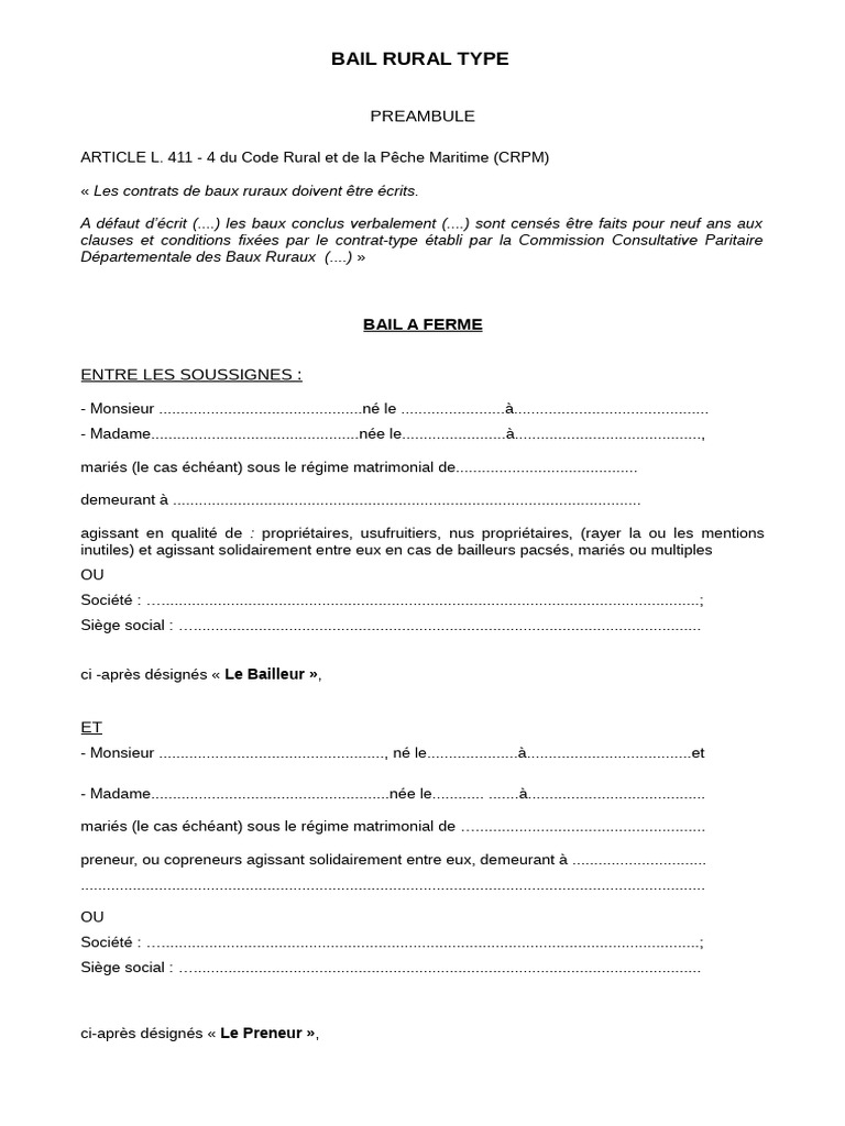 Bail Rural Type | PDF