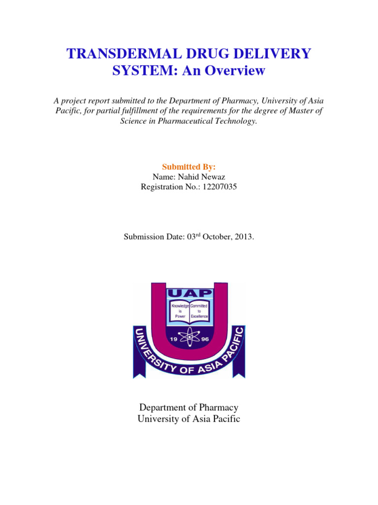 An Overview On Transdermal Drug Delivery | PDF | Topical Medication | Drugs