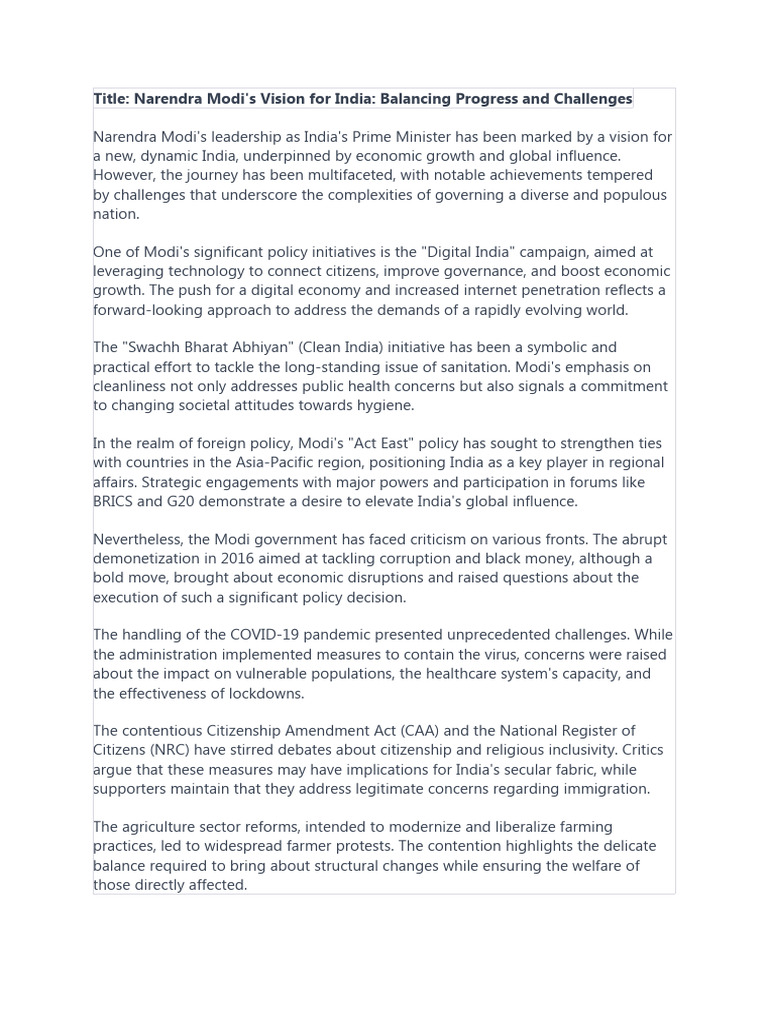 modi | PDF | Narendra Modi | Policy