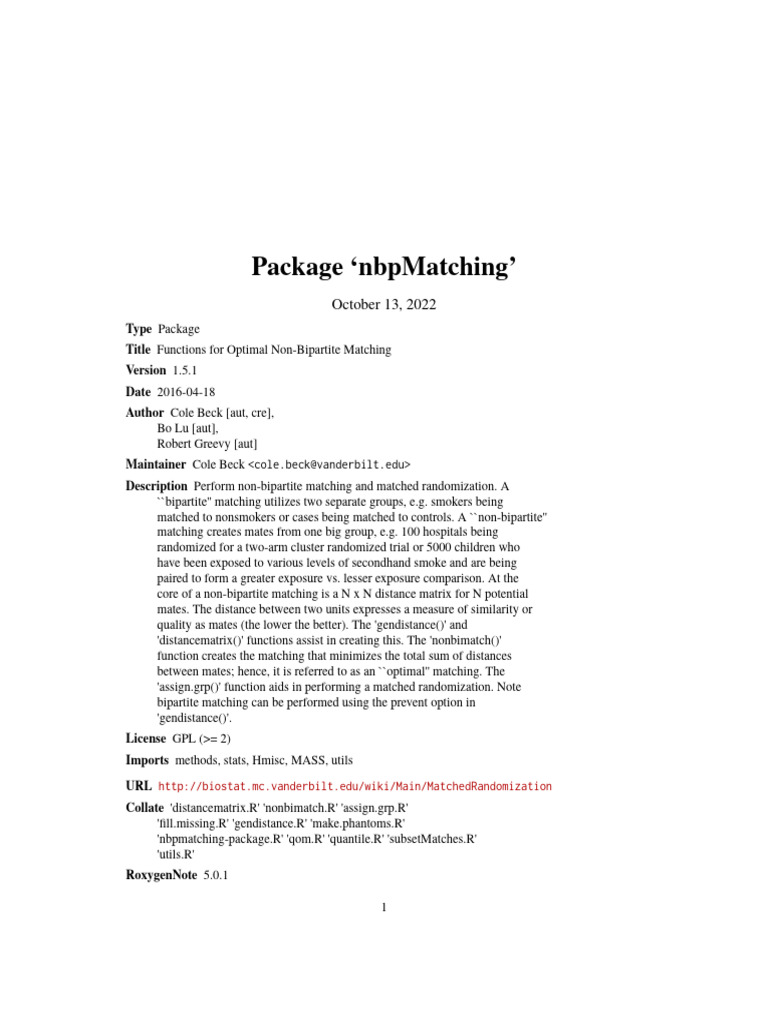 NBP Matching | PDF | Statistics | Applied Mathematics