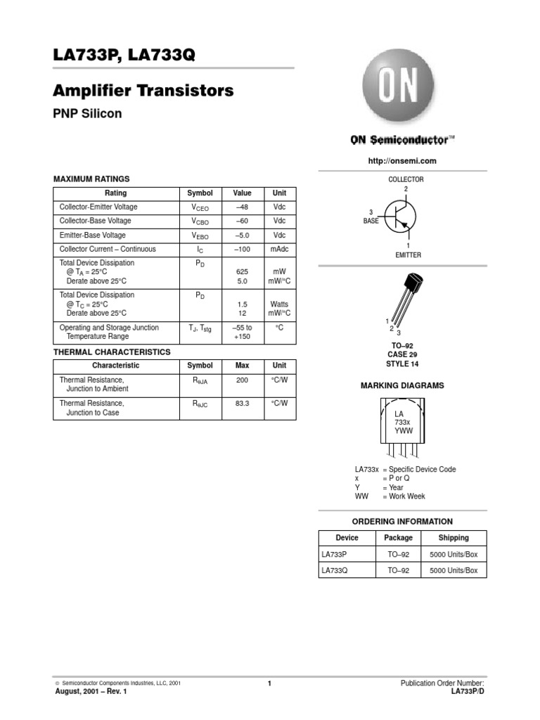 A733P | PDF | Bipolar Junction Transistor | Electrical Engineering