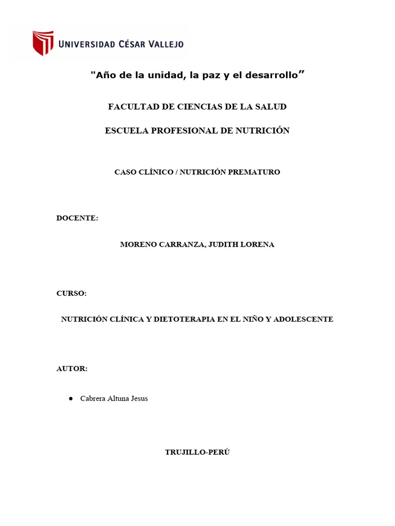 Caso Clinico Prematuro | PDF | Parto prematuro | La leche materna Caso Clinico Prematuro | PDF | Parto prematuro | La leche materna