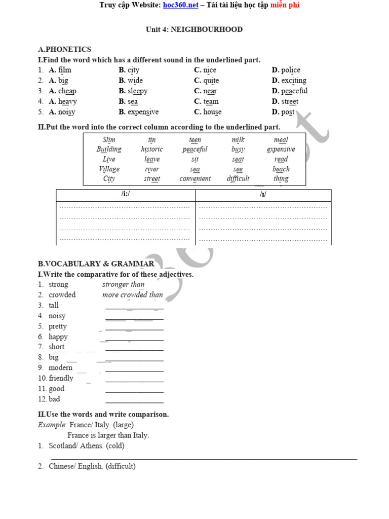Comparative Adjectives Practice | PDF | Language Arts & Discipline ...