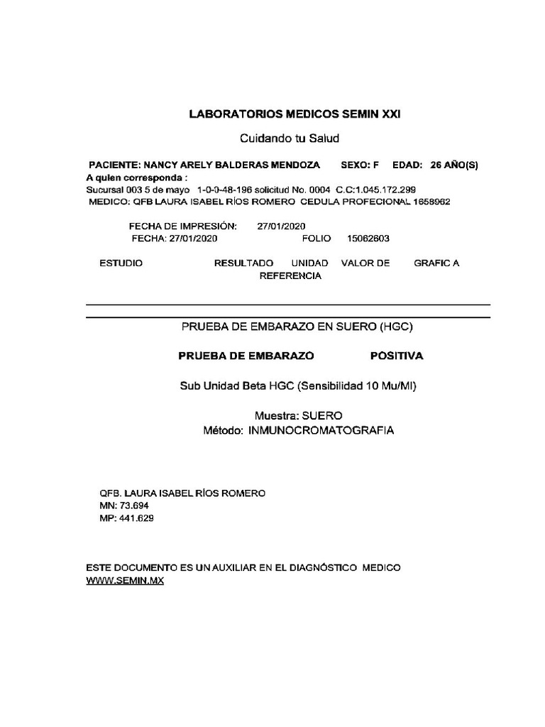 Laboratorio Clínico Polab Sucursal Temixco | PDF