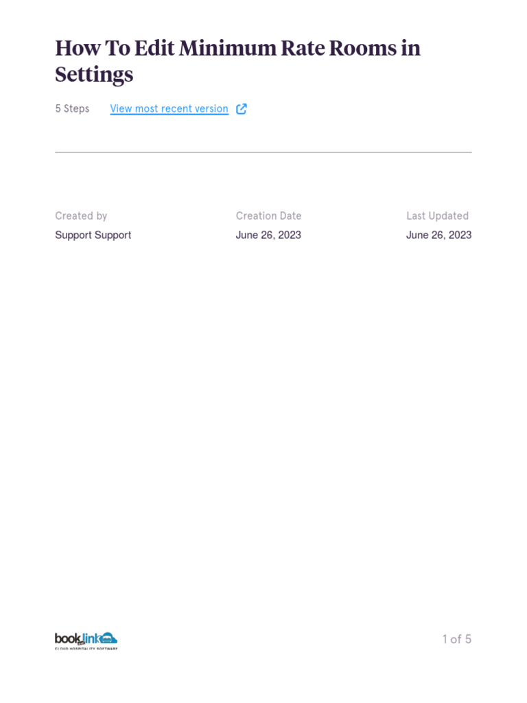 How To Edit Minimum Rate Rooms in Settings | PDF