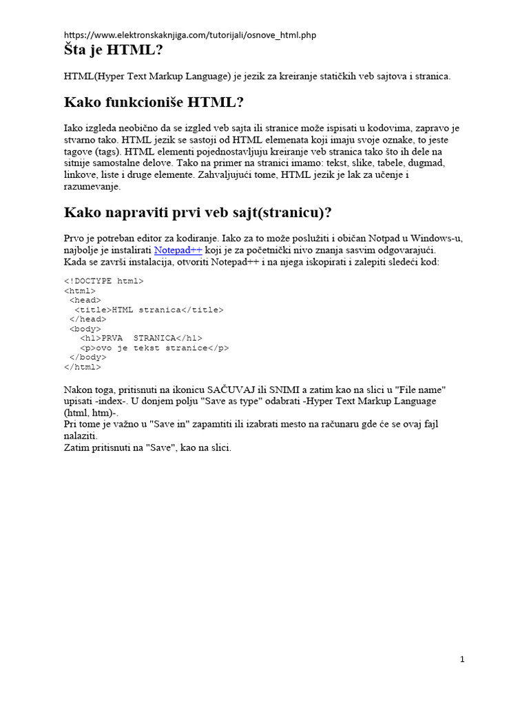 Sta Je HTML | PDF