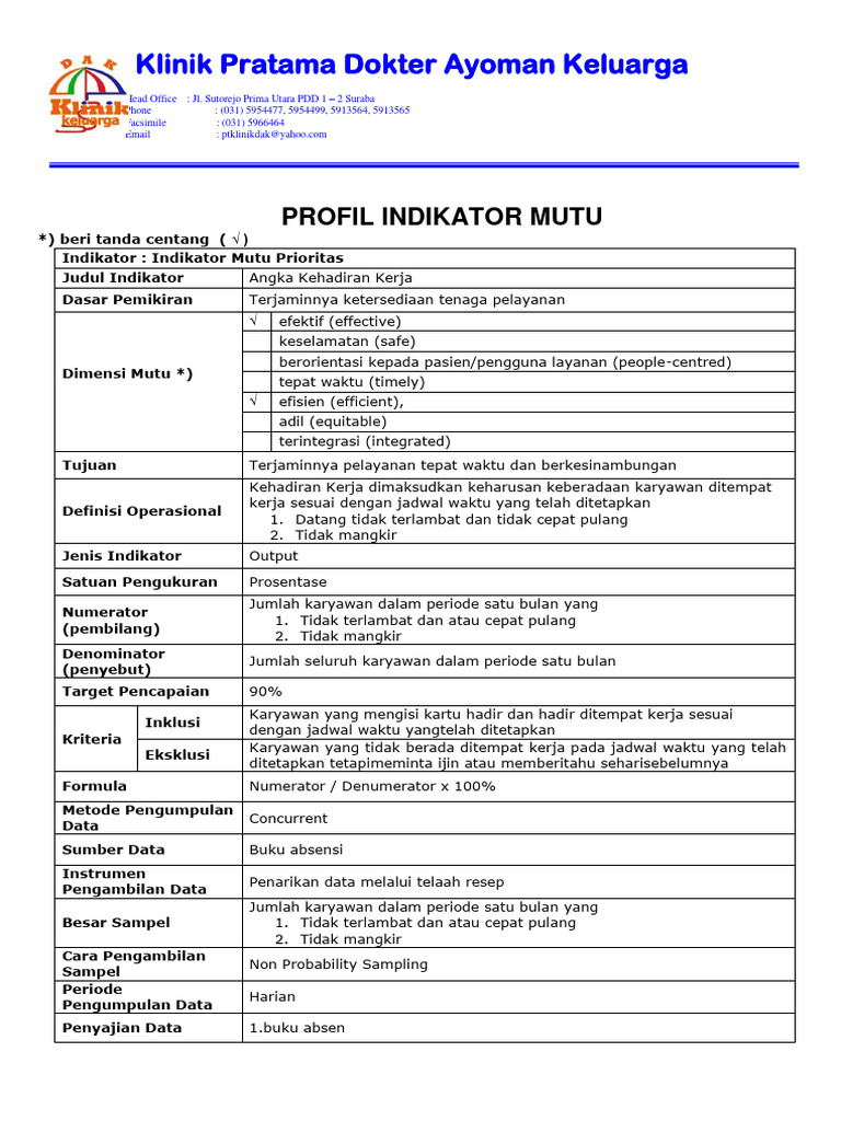 Indikator Mutu Unit HRD | PDF