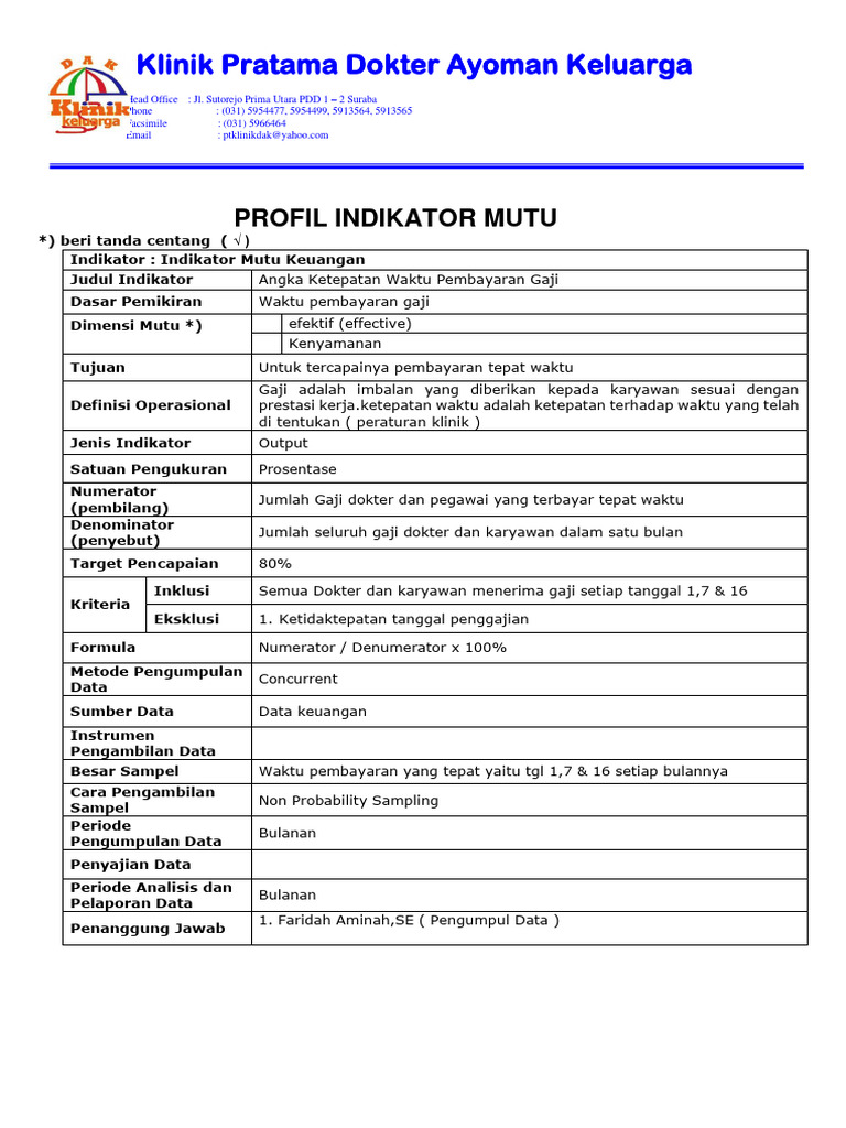 Indikator Mutu Unit Keuangan | PDF