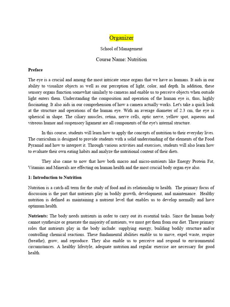 Introduction To Nutrition | PDF