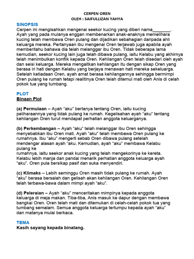 Bahan Cerpen Oren | PDF