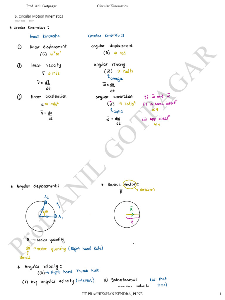 Masters Circular Kinematics | PDF
