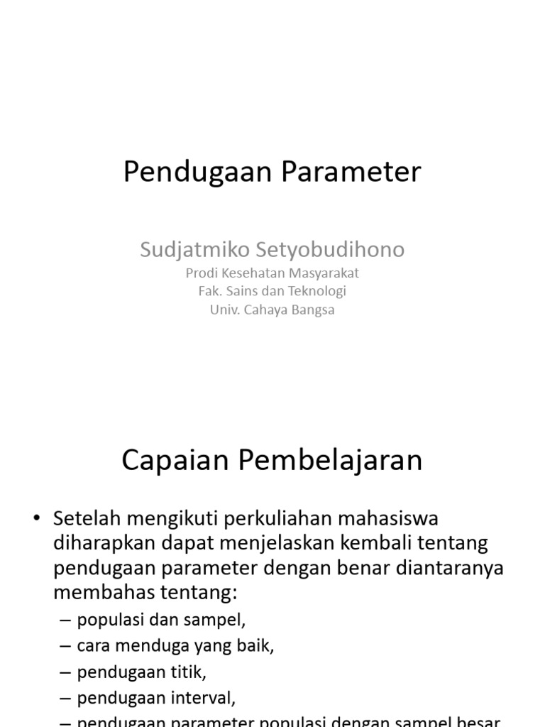 6-Pendugaan Parameter | PDF | Metode & Bahan Ajar | Pengembangan Diri