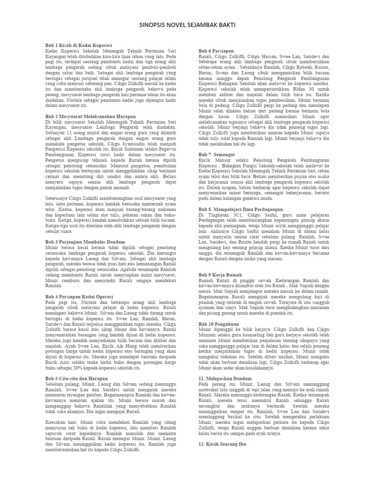 Sinopsis Sejambak Bakti | PDF