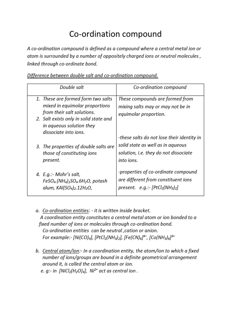 Co-Ordination Compound Revised | Download Free PDF | Coordination Complex | Ligand