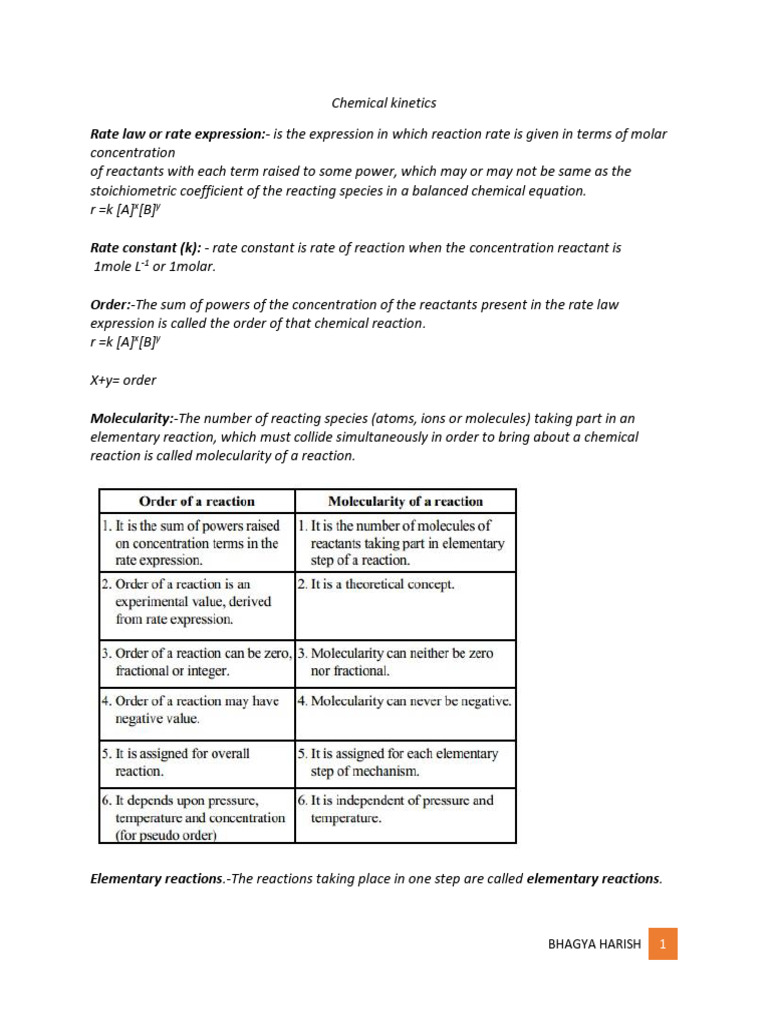 Chemical Kinetics Defination And Theory Q And Ans Pdf Pdf
