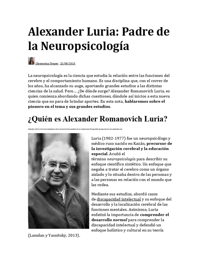 Alexander Luria | PDF | Neuropsicología | Cerebro