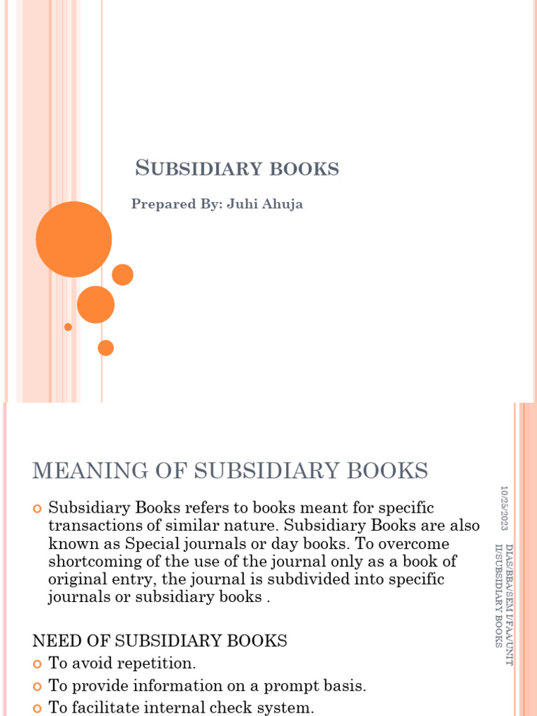 Subsidiary Books | PDF | Cash | Banks