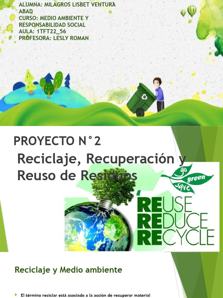 Semana 16 Reciclaje Proyecto Reciclaje | PDF | Residuos | Reciclaje