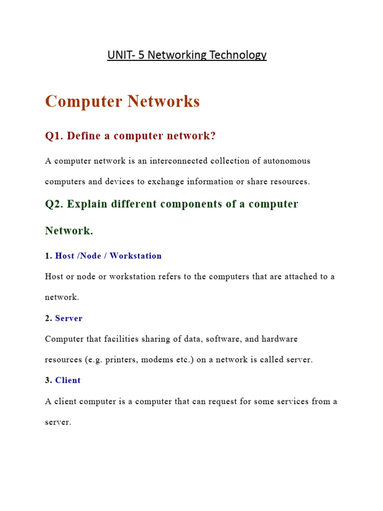 Notes OF Networking Technology | PDF | Computer Network | Network Switch