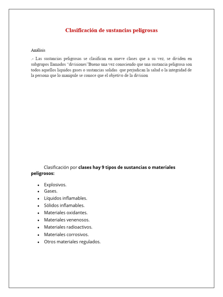 Clasificación de Sustancias Peligrosas | PDF