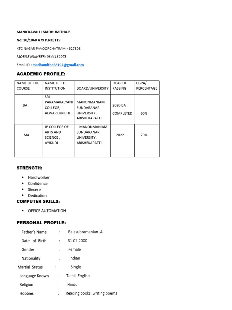 Madhu Resume | PDF