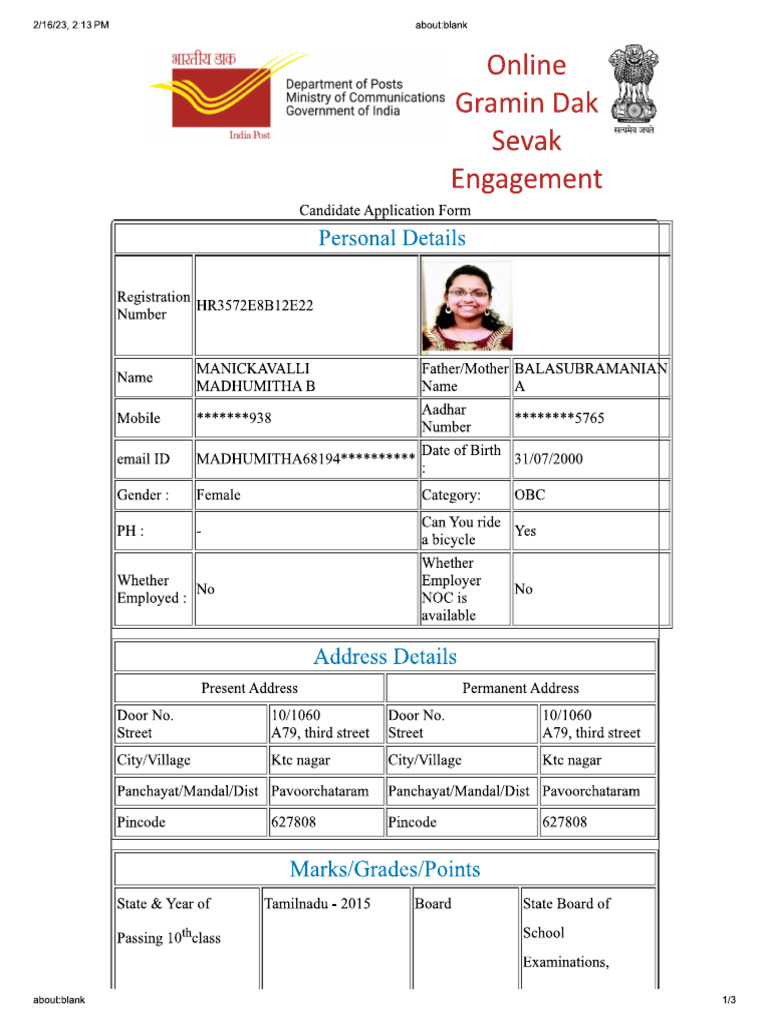 Madhumitha Post App Form | PDF