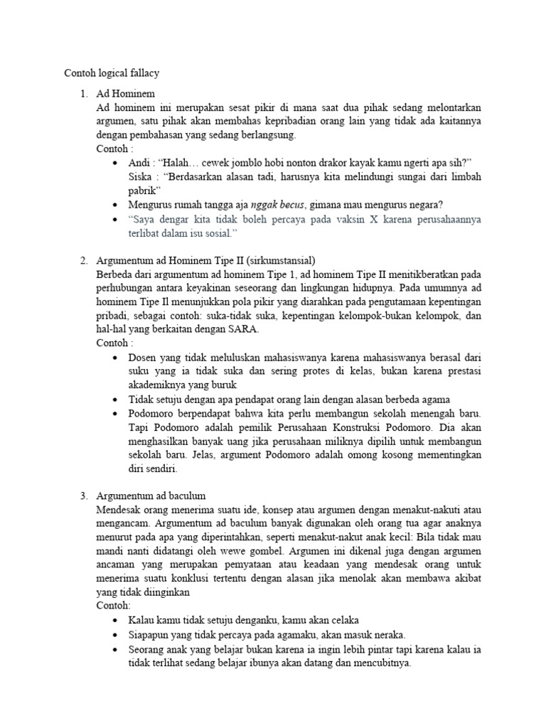 Contoh Logical Fallacy | PDF