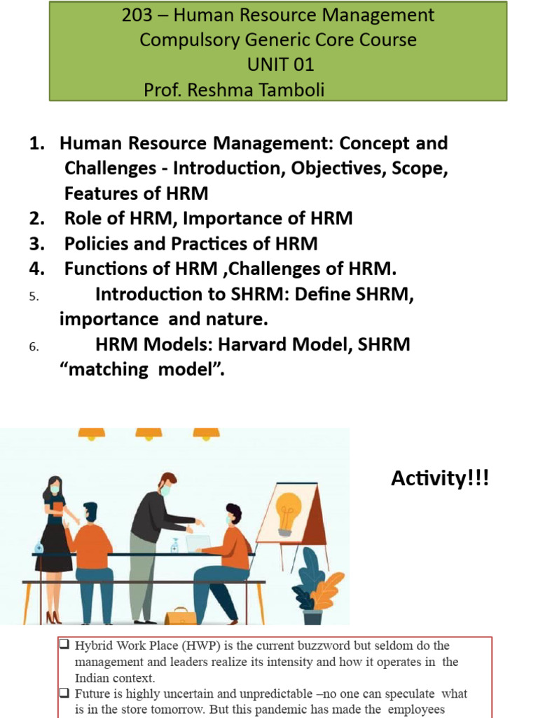Unit 1 HRM | PDF | Human Resource Management | Strategic Management
