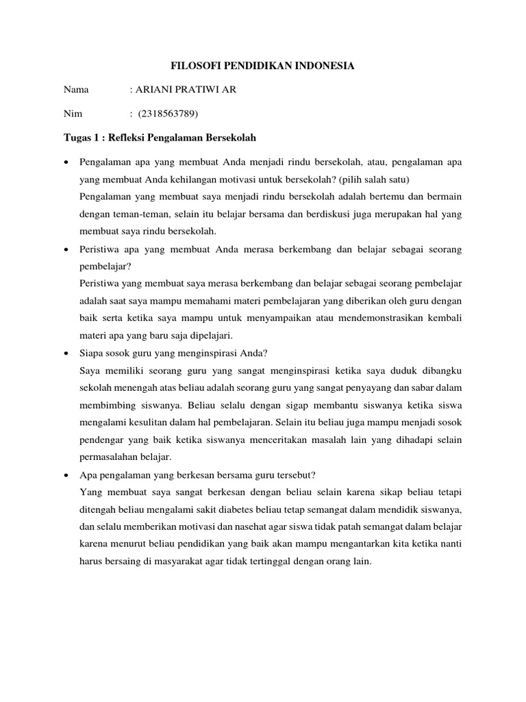 Tugas 1. Filosofi Pendidikan | PDF Tugas 1. Filosofi Pendidikan | PDF