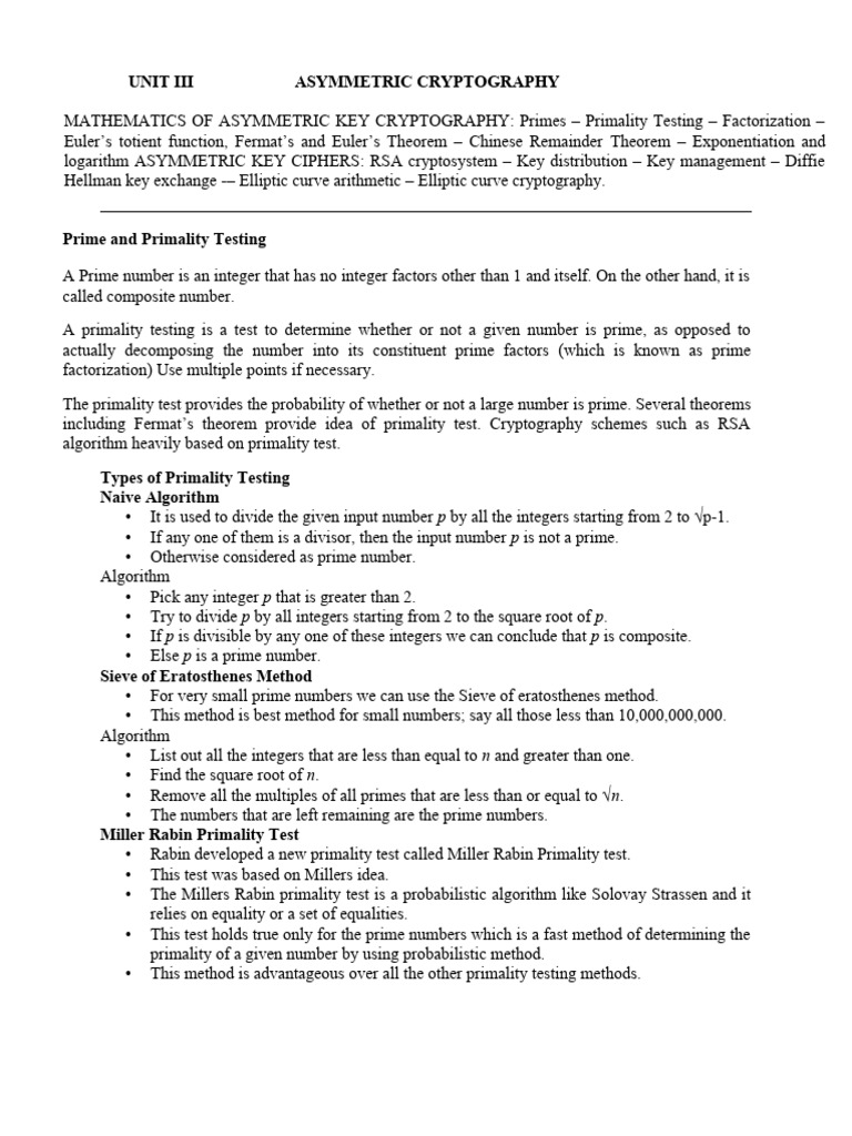 Ccs Unit III Notes | PDF | Prime Number | Factorization