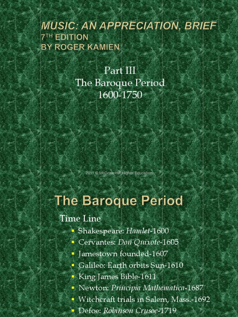 The Baroque Period 1600-1750: 2011 © Mcgraw-Hill Higher Education | PDF ...