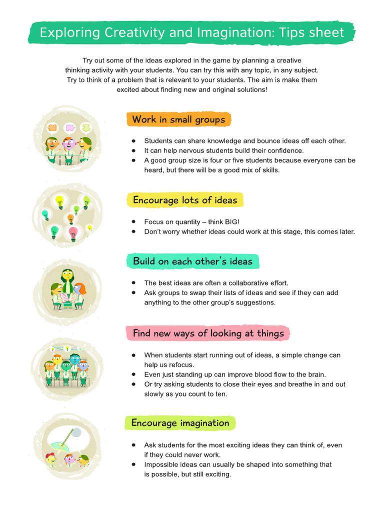Exploring Creativity Imagination Tips Sheet | PDF