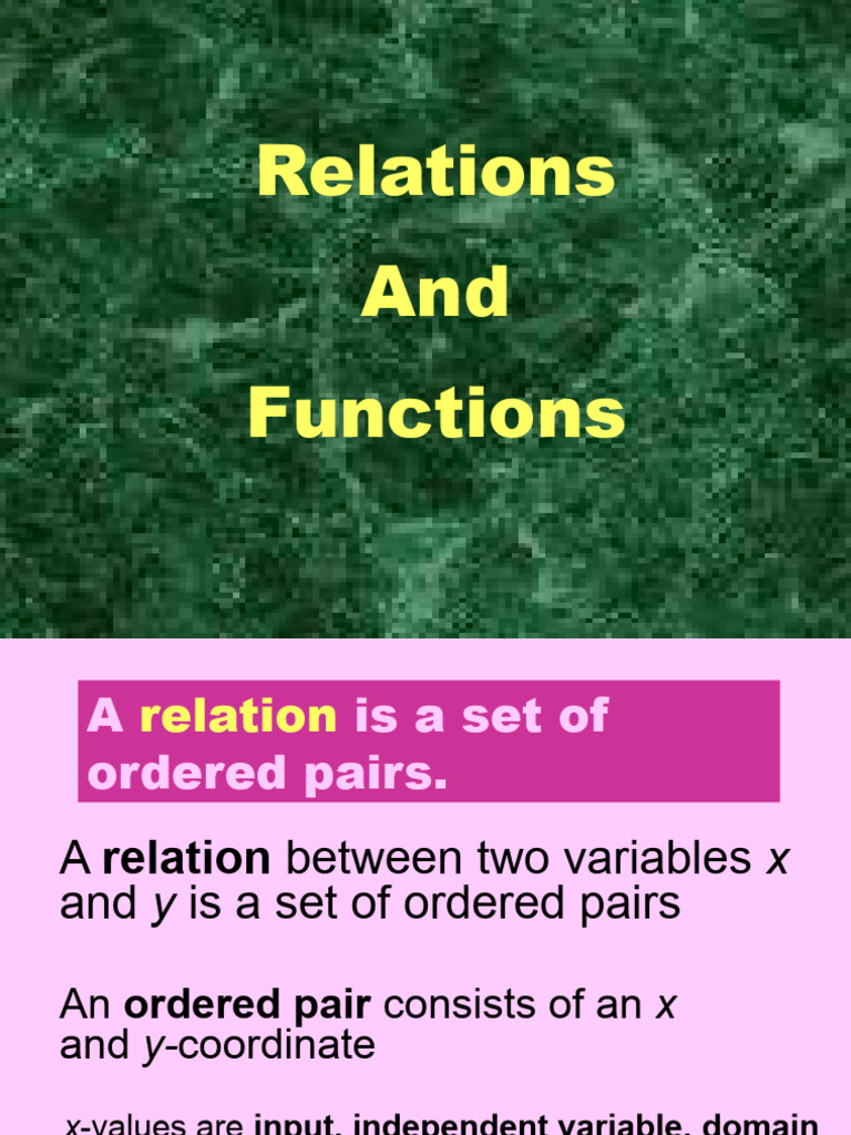Relations and Functions | PDF | Function (Mathematics) | Variable (Mathematics)