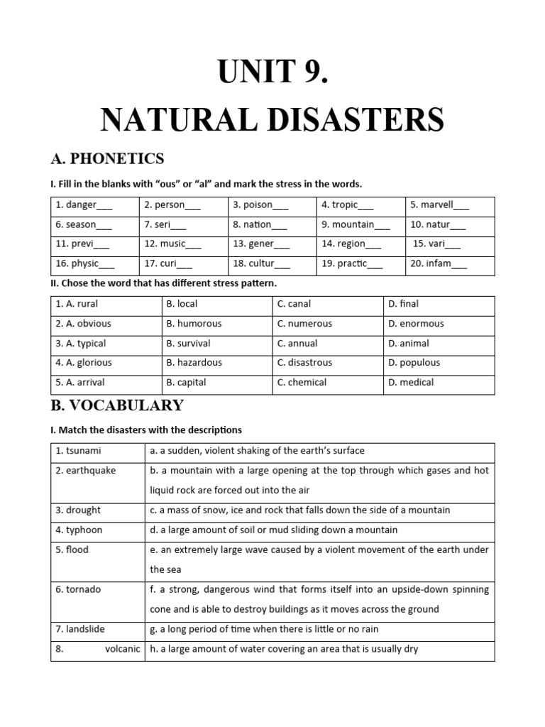 Unit 9. Natural Disasters | PDF