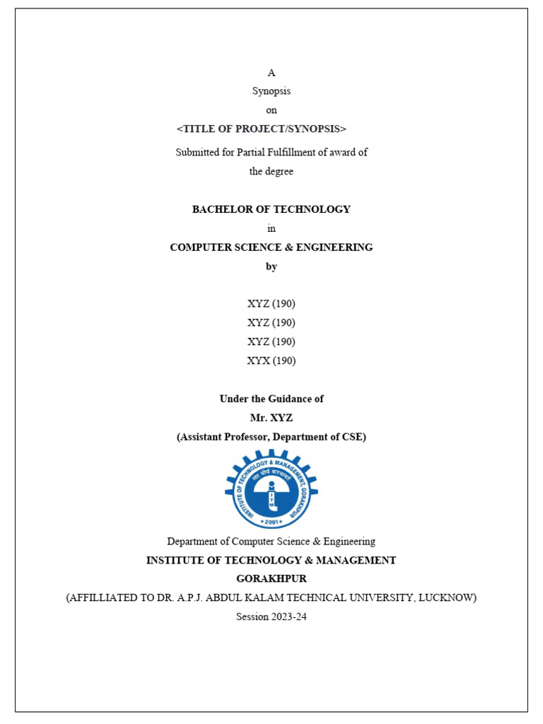 Synopsis Format | PDF | Encryption | Deep Learning