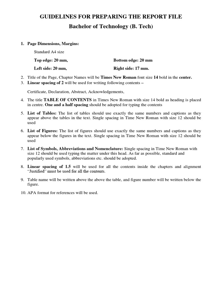 Guidelines For Report | PDF