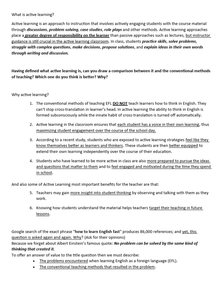 Active Learning Workshop | PDF | Learning | English As A Second Or Foreign Language