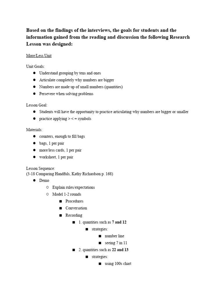 First Research Lesson and Findings | PDF