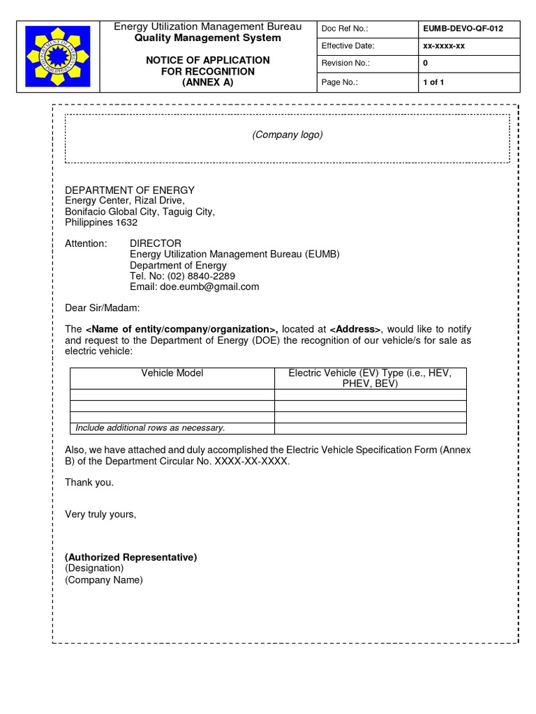 dc2023-05-0012 - Annex A - Notice of Application For Recognition | PDF