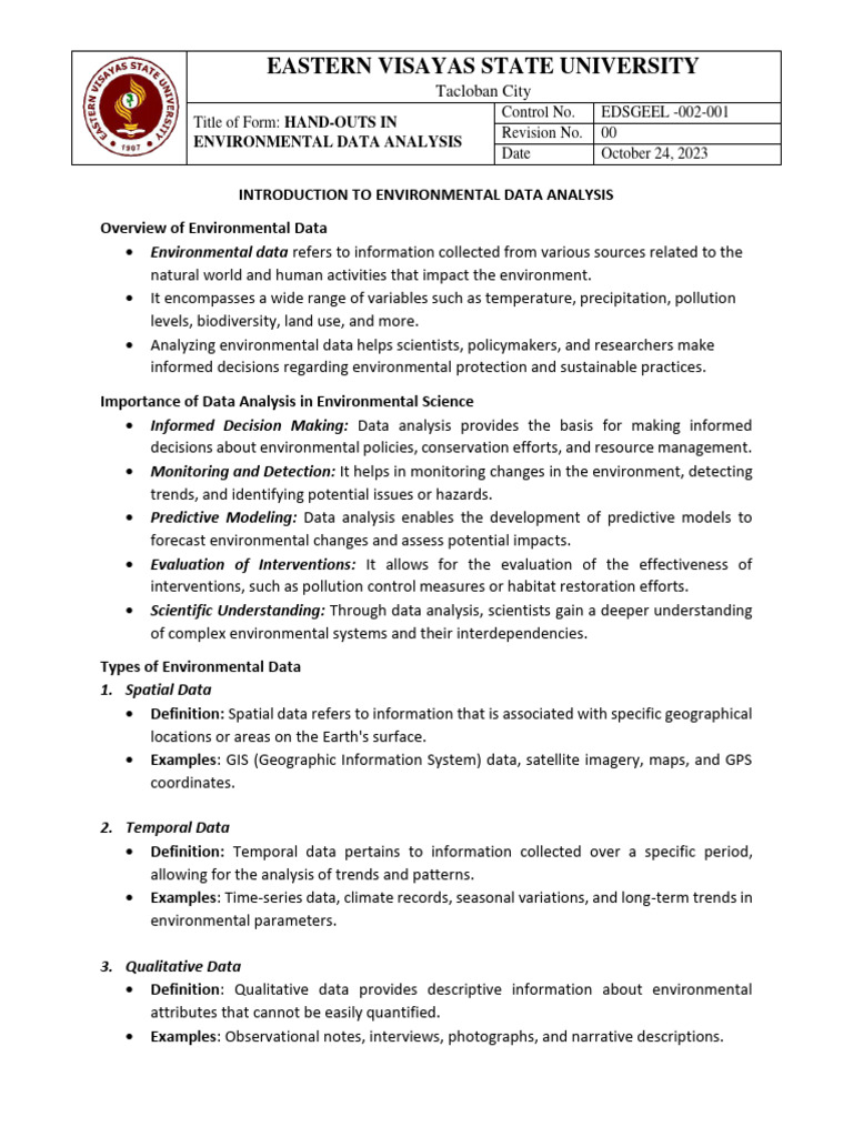 Notes In Environmental Data Analysis Pdf Statistics Spatial Analysis