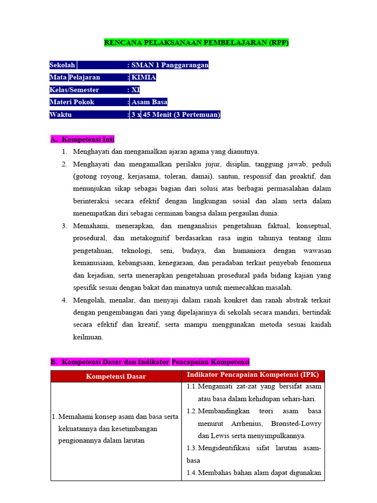 RPP Asam-Basa | PDF | Karier & Perkembangan