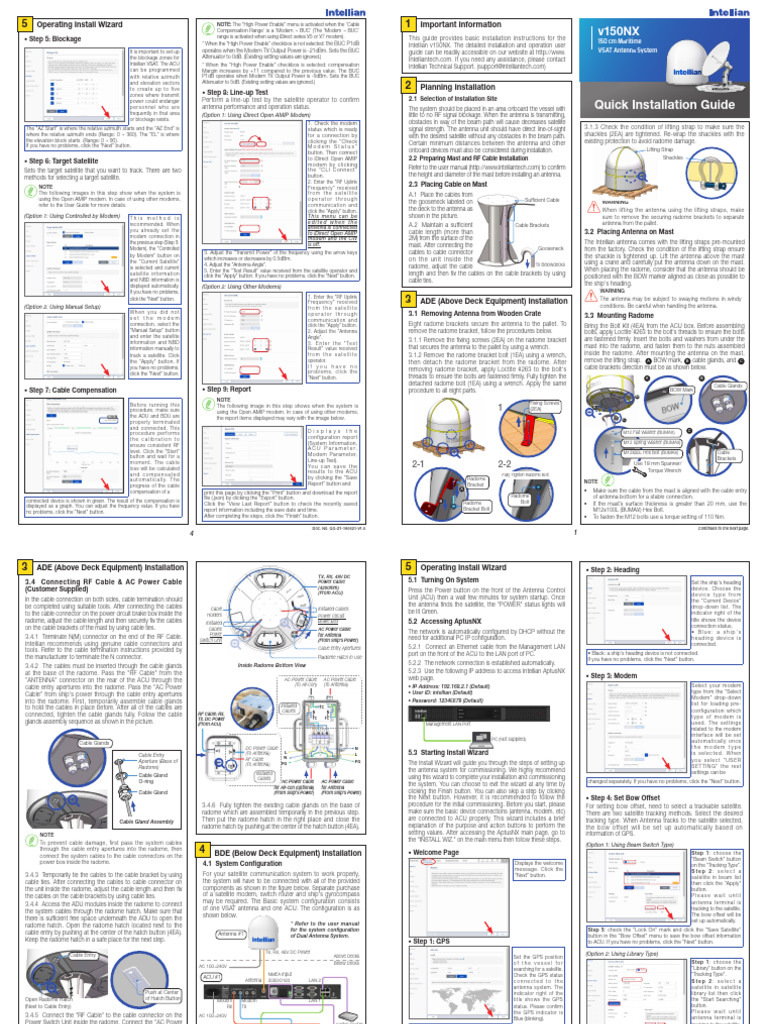 v150NX Quick Installation Guide | PDF | Screw | Communications Satellite