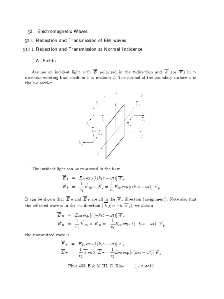Note10 - Reflection and Transmission | PDF | Waves | Motion (Physics)