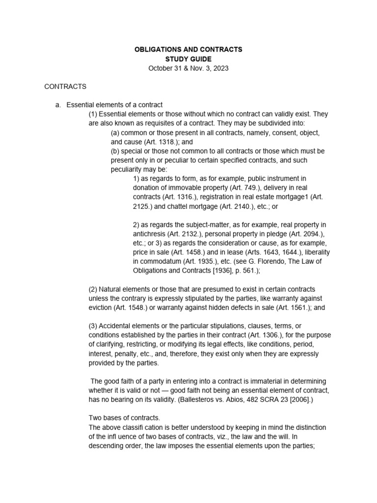 Study Guide - Contracts | Download Free PDF | Guarantee | Legal Concepts